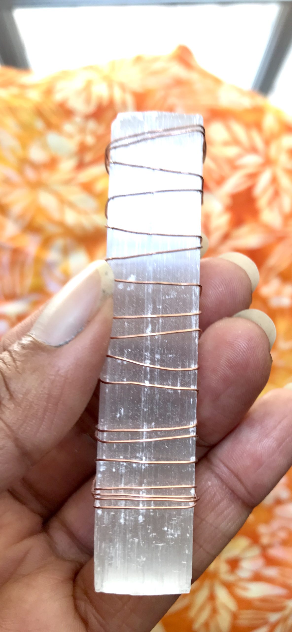 Selenite Chakra Column Wrapped in Copper Wire with Chakra Crystals ...